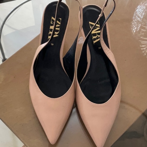 Zara | Shoes | Zara Tan Pointed Toe Heels With Slingback | Poshmark